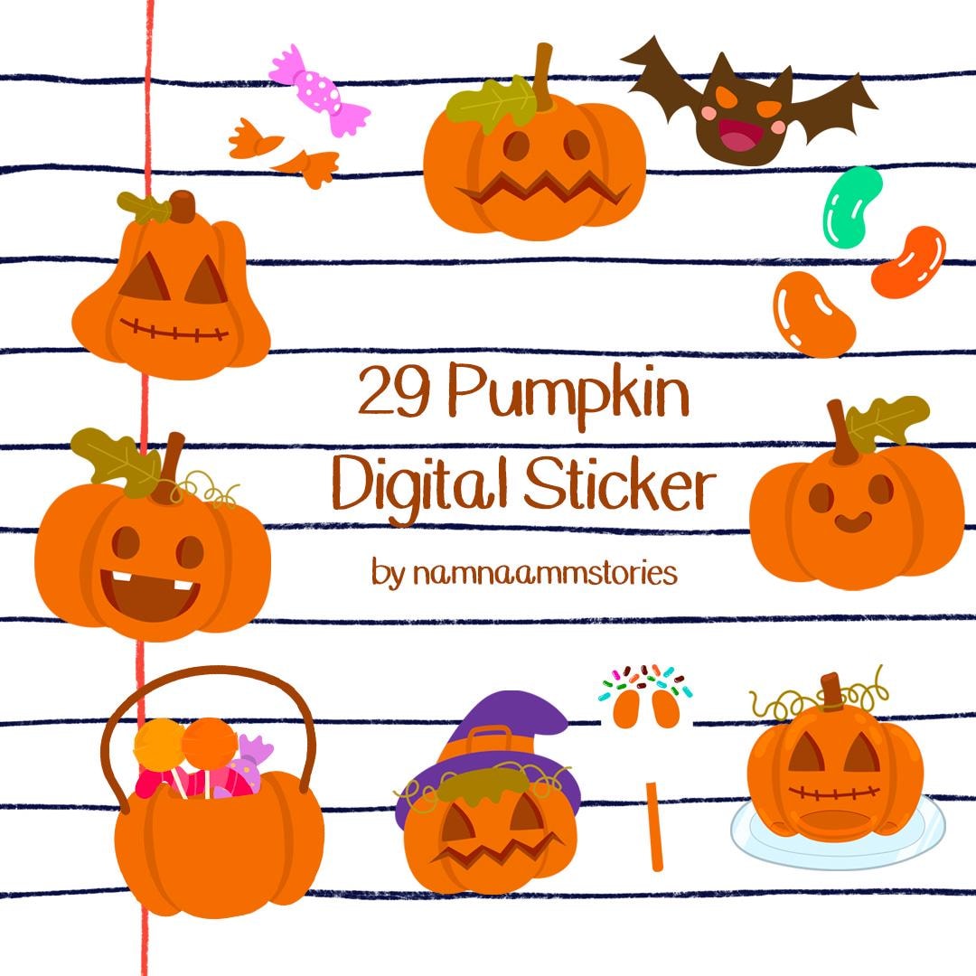 Pumpkin Stickers: Autumn Planner, iPad Stickers (digital Download - Etsy