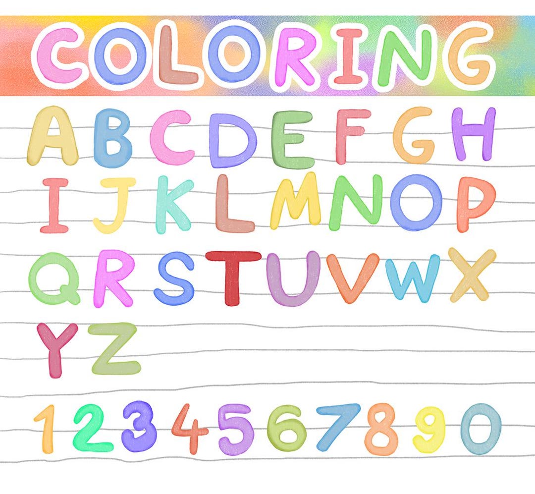 Color Pencil Alphabet Hand-drawn Sticker. Pre-cropped Goodnotes ...