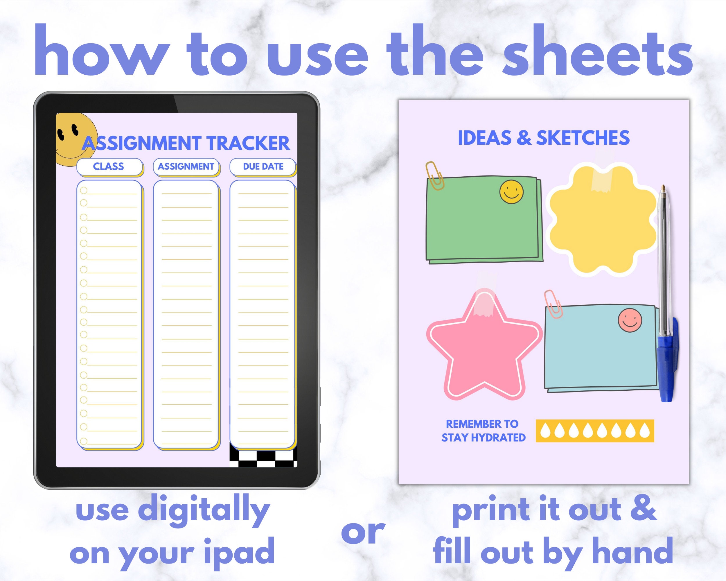 Academic Planner, Academic Digital Planner for Ipad, Assignment Planner ...