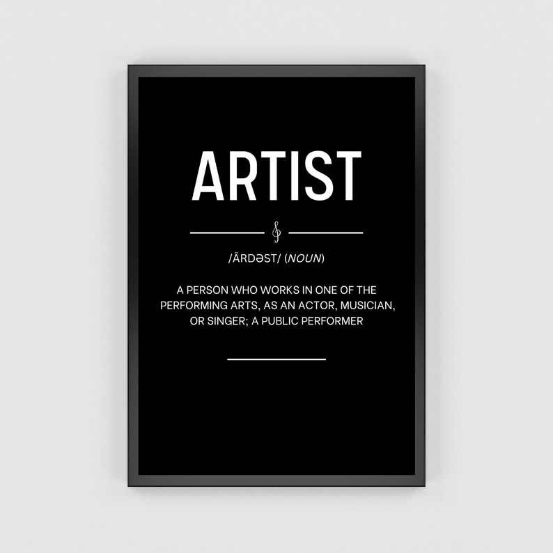 Set of 2 Black and White Printable Music Artist Definition - Etsy