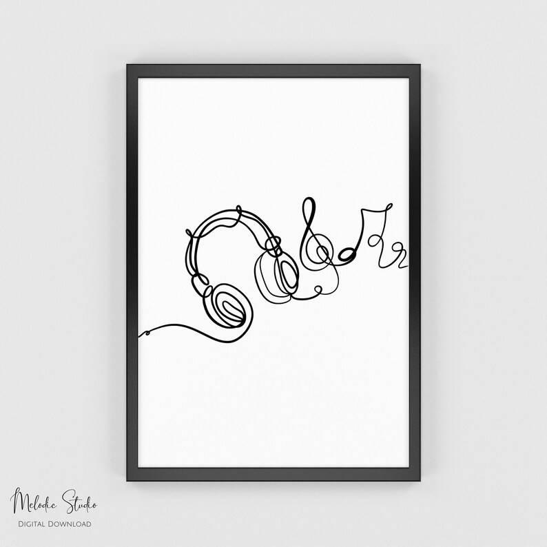 Printable Headphone Music Line Art Minimalist Art Digital - Etsy