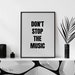 Black and White Don't Stop the Music Minimalist Printable Wall Art ...