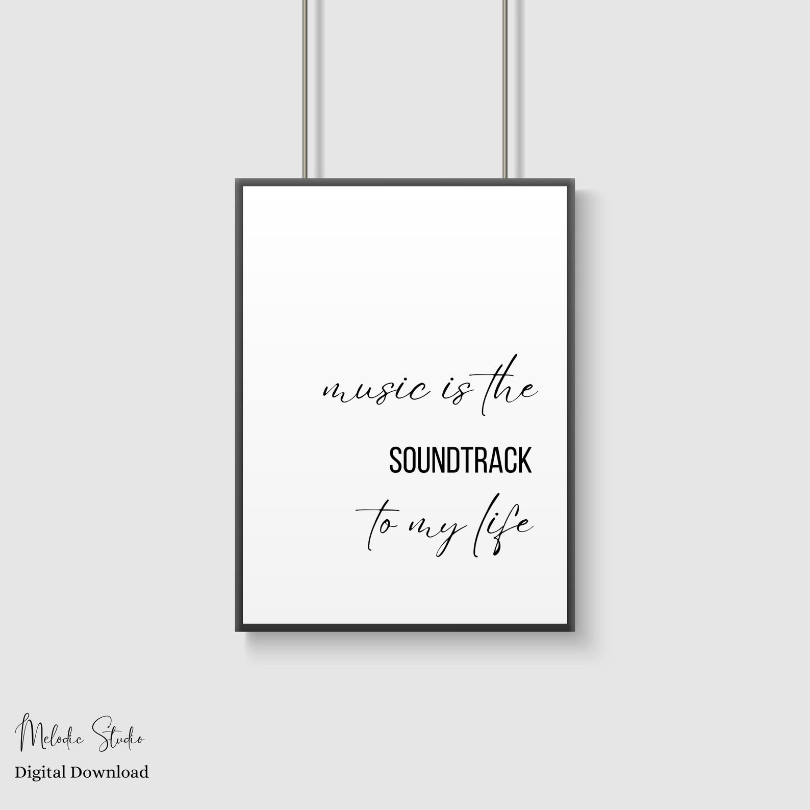 Black and White Music Printable Wall Art That Reads Music is - Etsy