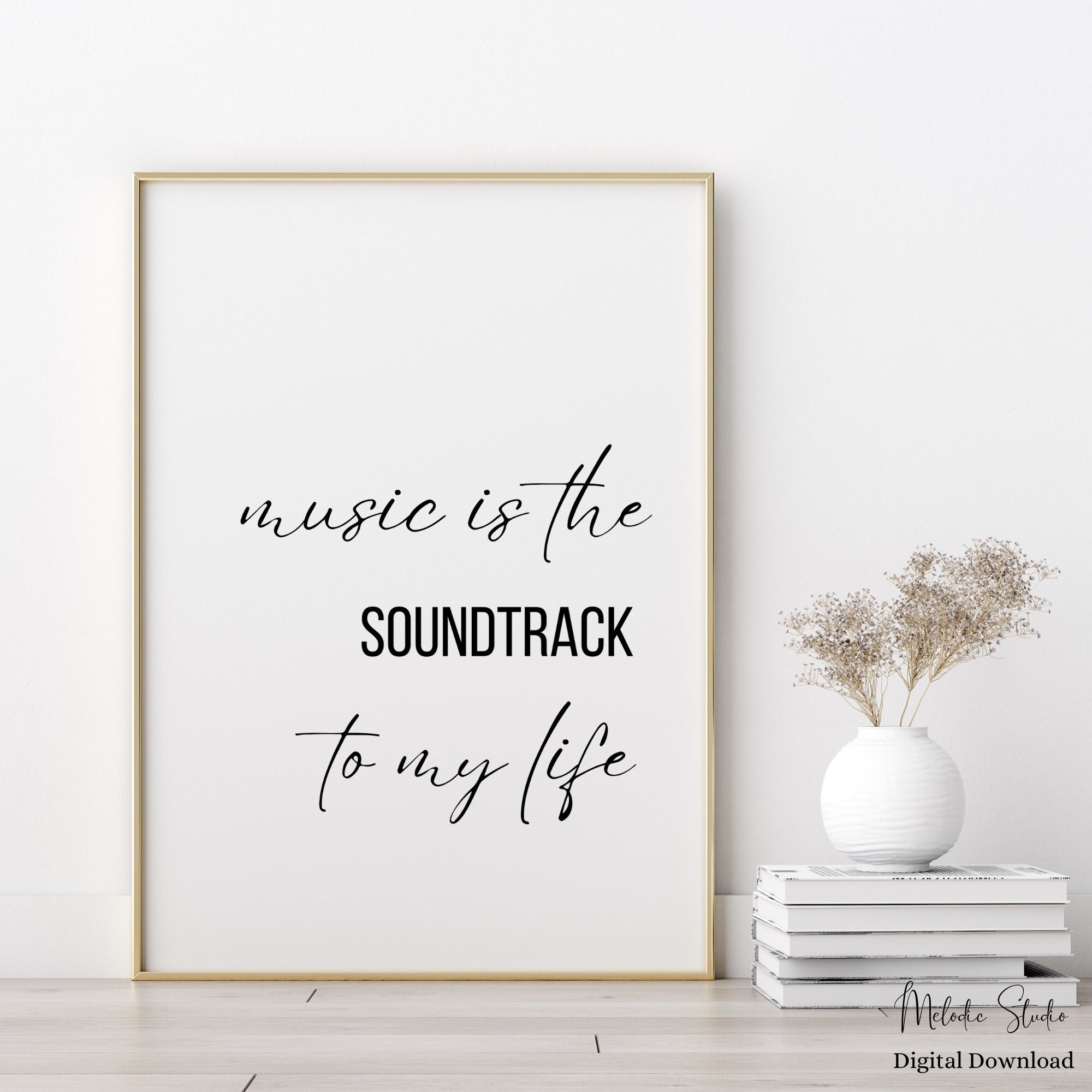Black and White Music Printable Wall Art That Reads Music is - Etsy