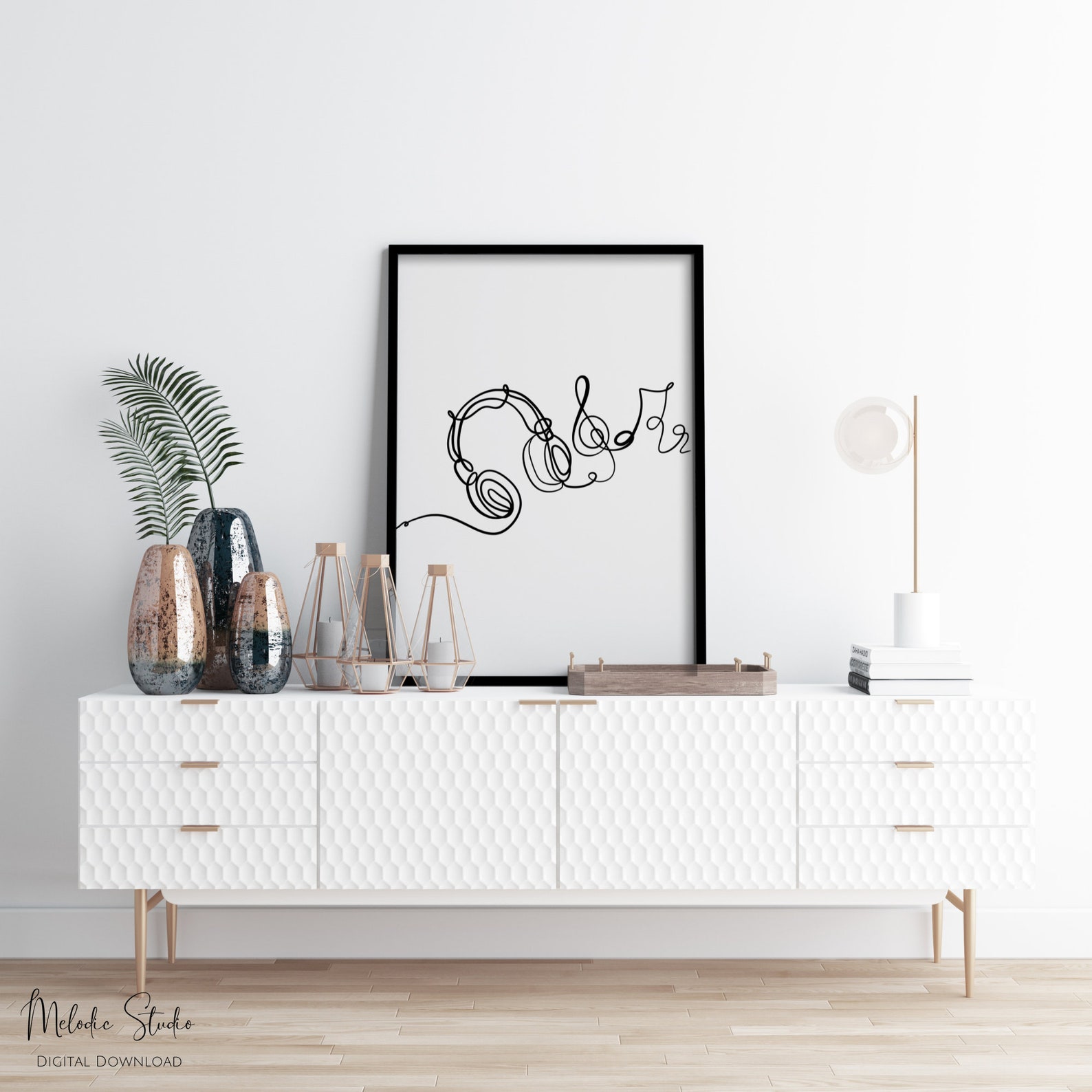 Printable Headphone Music Line Art Minimalist Art Digital Download ...