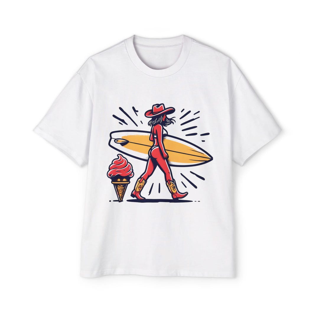 Surf Style Men's Heavy Oversized Tee - Summer Vibe Shirt for Beach ...