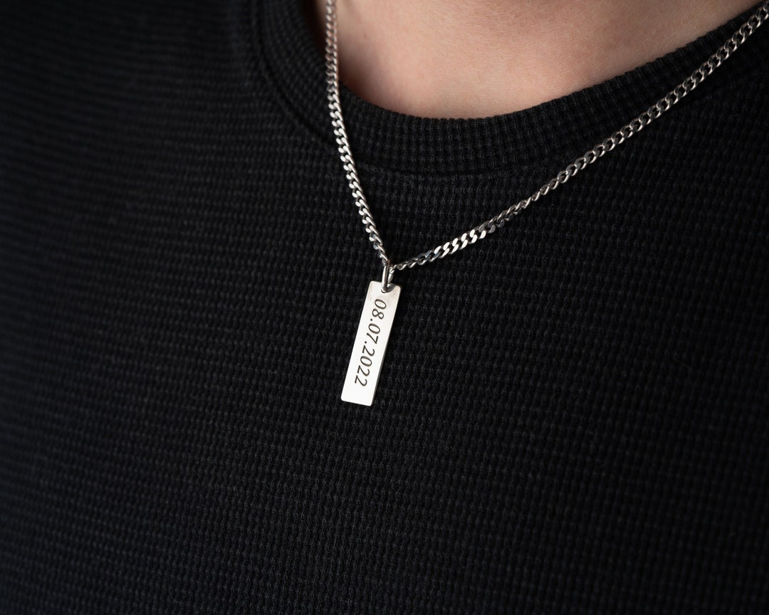 Engraved Custom Necklace for Men - Customized Necklace - Custom Fathers ...