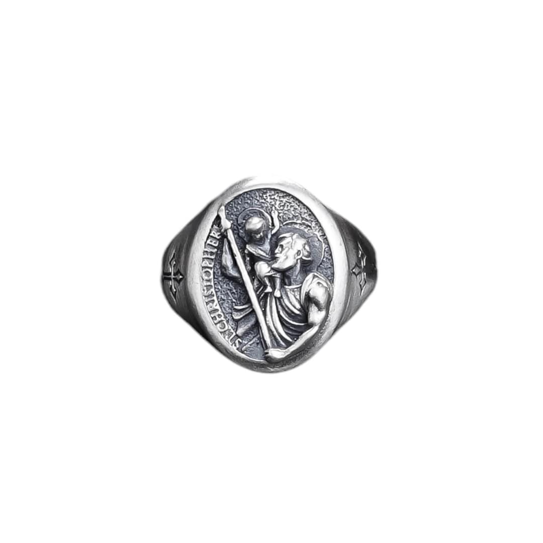 Sterling Silver Saint Christopher Ring: Religious Christian Jewelry - Etsy