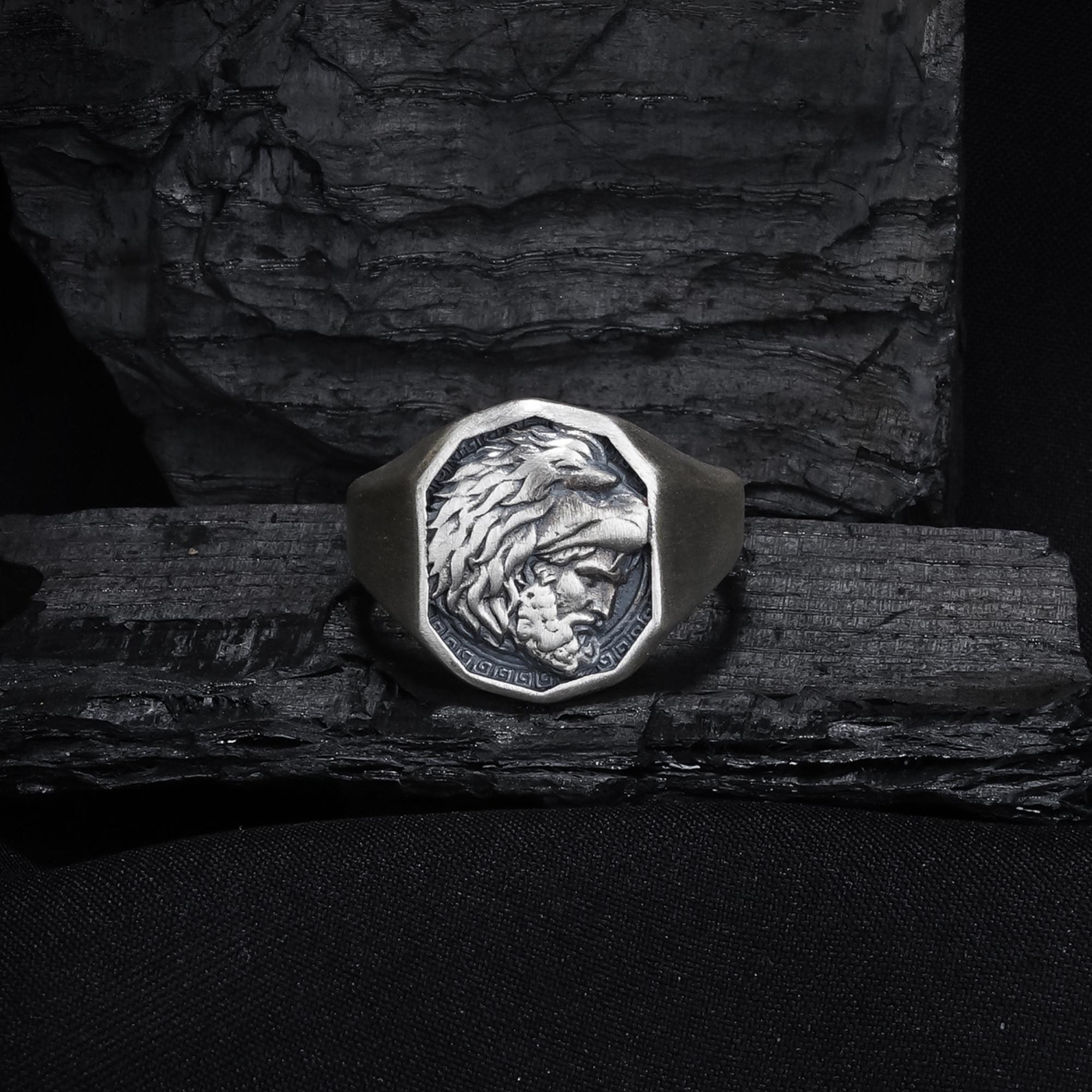 Silver Hercules Nemean Lion Greek Gods Ring, Men's Ancient Greek ...