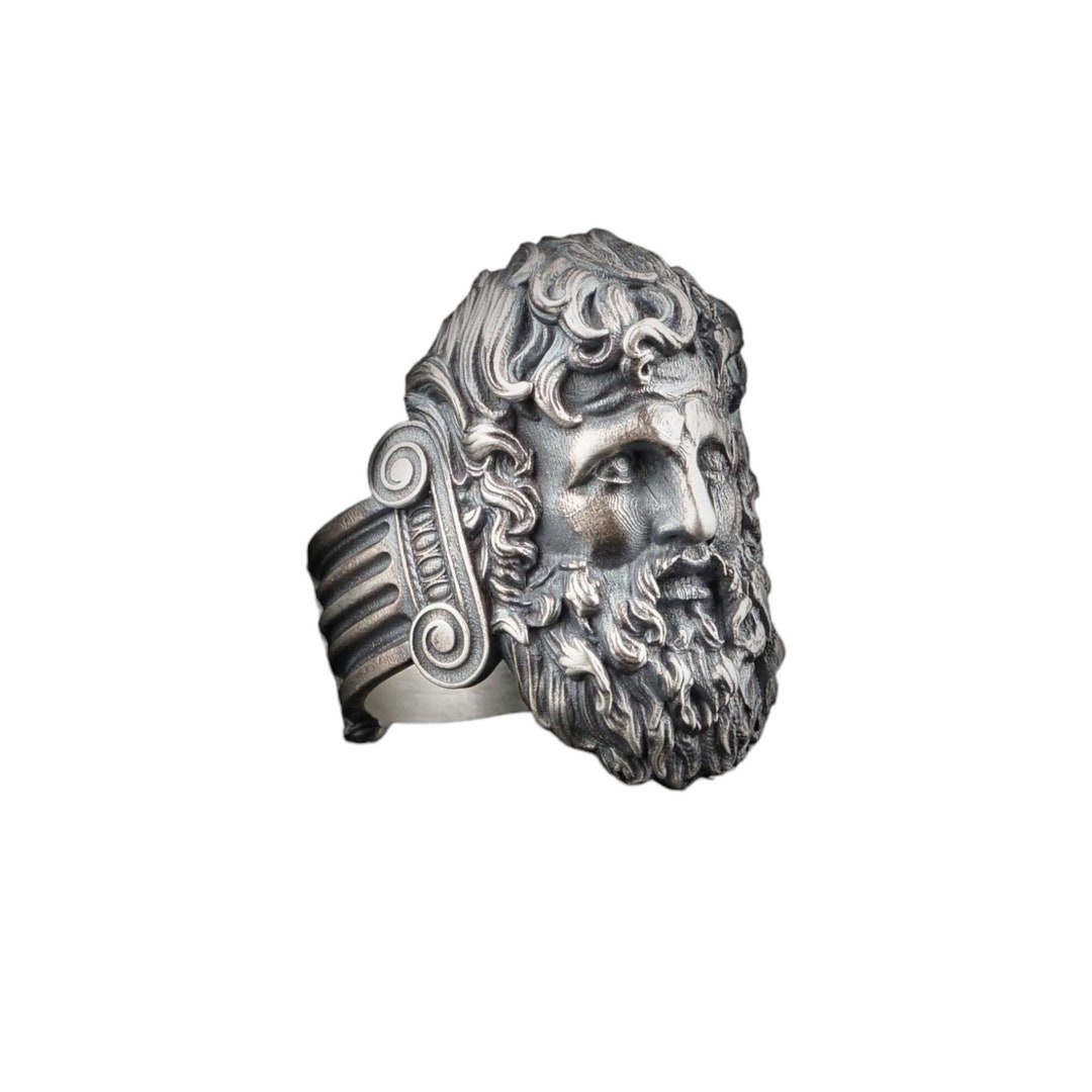 Poseidon Sterling Silver Ring: Greek Mythology Neptune Symbol - Etsy