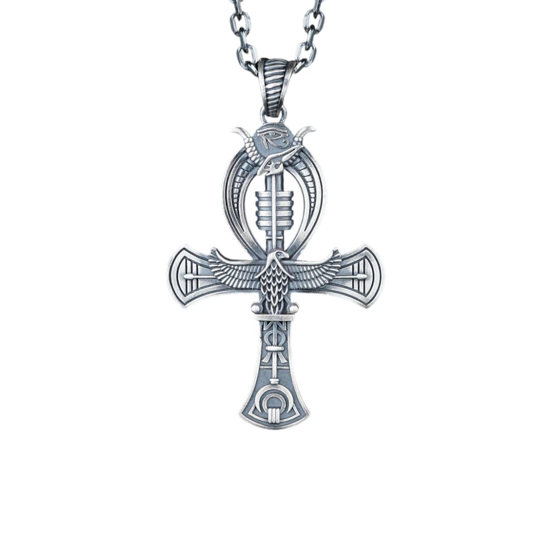 925 Sterling Silver Egyptian Ankh Pendant Necklace, Handmade Men’s ...