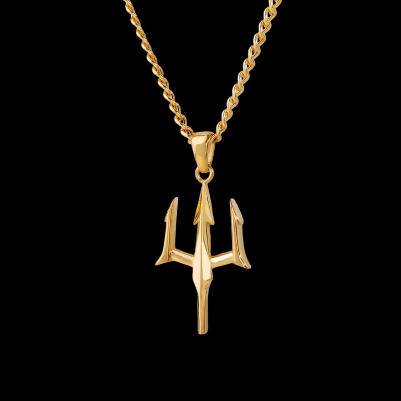 Poseidons Trident Necklace Greek Mythology God Roman Etsy