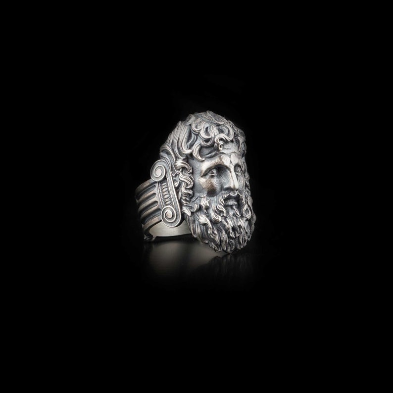 Poseidon Sterling Silver Ring: Greek Mythology Neptune Symbol - Etsy
