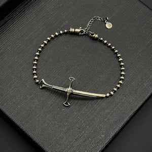 Sterling Silver Sword Bracelet: Oxidized 925 Silver Jewelry Gift - Etsy