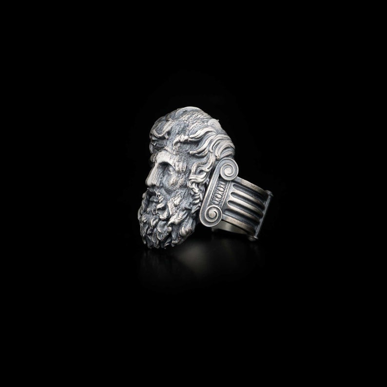 Poseidon Sterling Silver Ring: Greek Mythology Neptune Symbol - Etsy