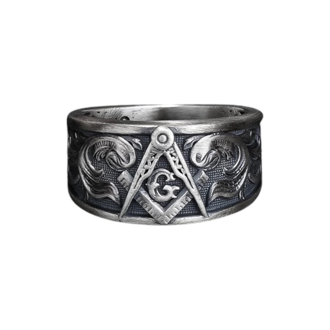 Sterling Silver Masonic Ring: Freemason Symbol Jewelry Gift - Etsy