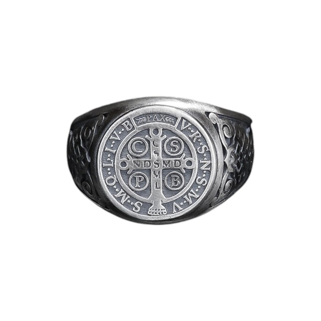 Sterling Silver St Benedict Medal Ring: Religious Signet Jewelry - Etsy