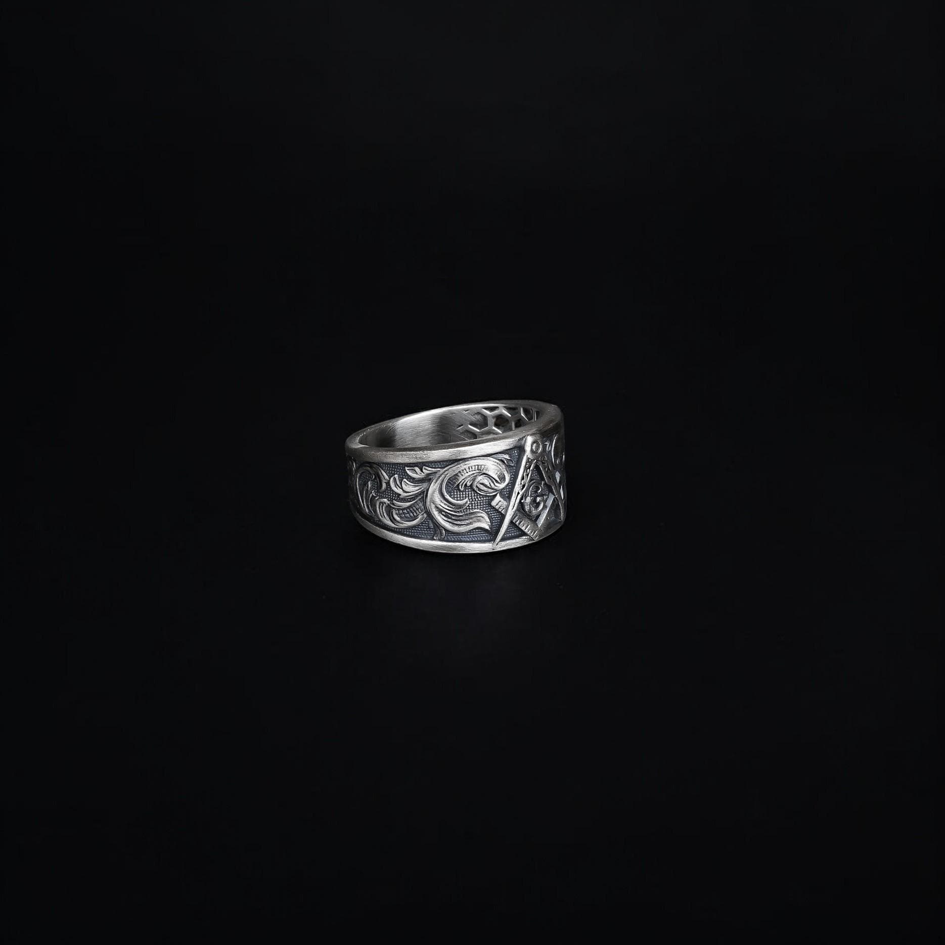Sterling Silver Masonic Ring: Freemason Symbol Jewelry Gift - Etsy