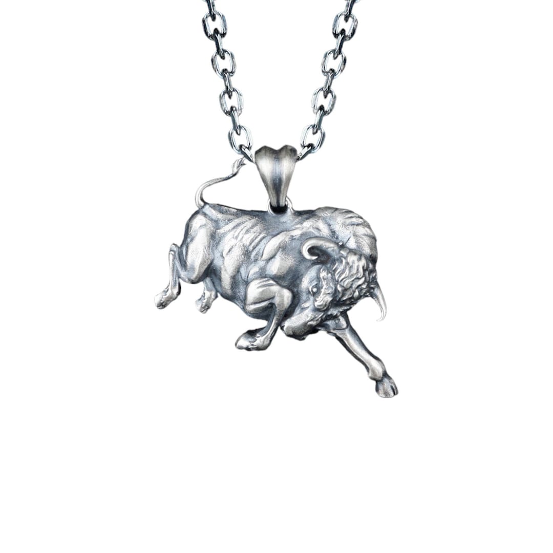 Sterling Silver Bull Necklace: Taurus Zodiac Pendant, Bullfighter Gift ...