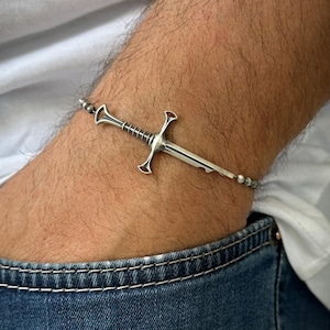 Sterling Silver Sword Bracelet: Oxidized 925 Silver Jewelry Gift - Etsy