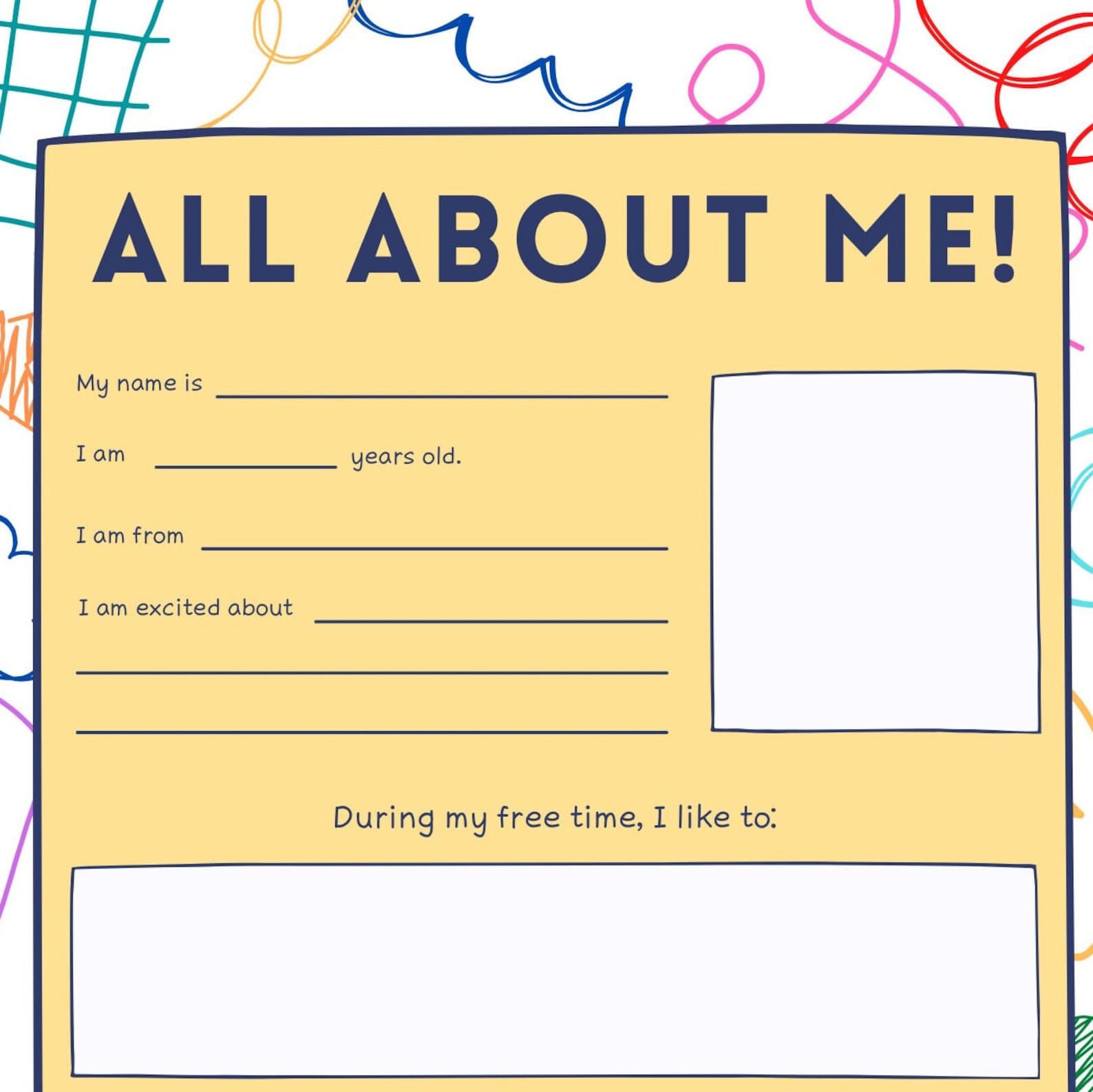 All About Me Worksheet for Kids - Etsy