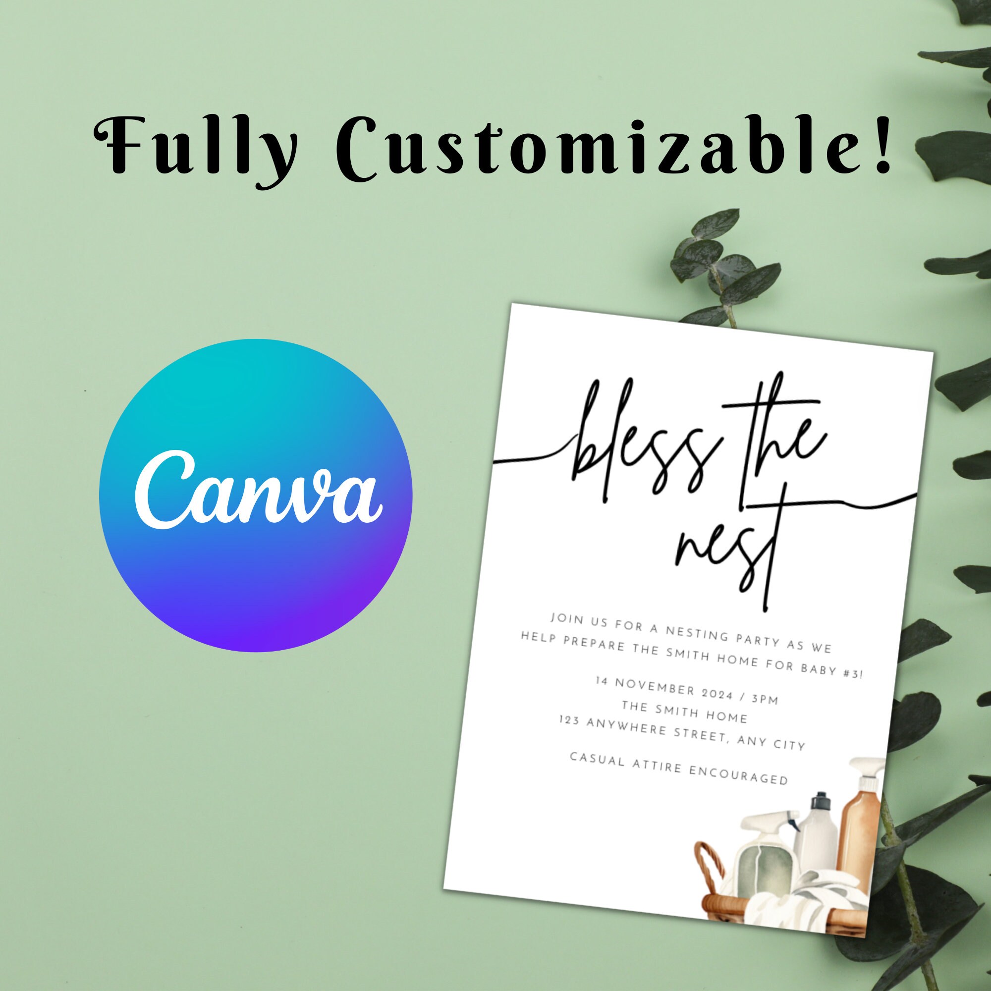 Nesting Party Invite, Editable Invitation, Customizable Invitation ...