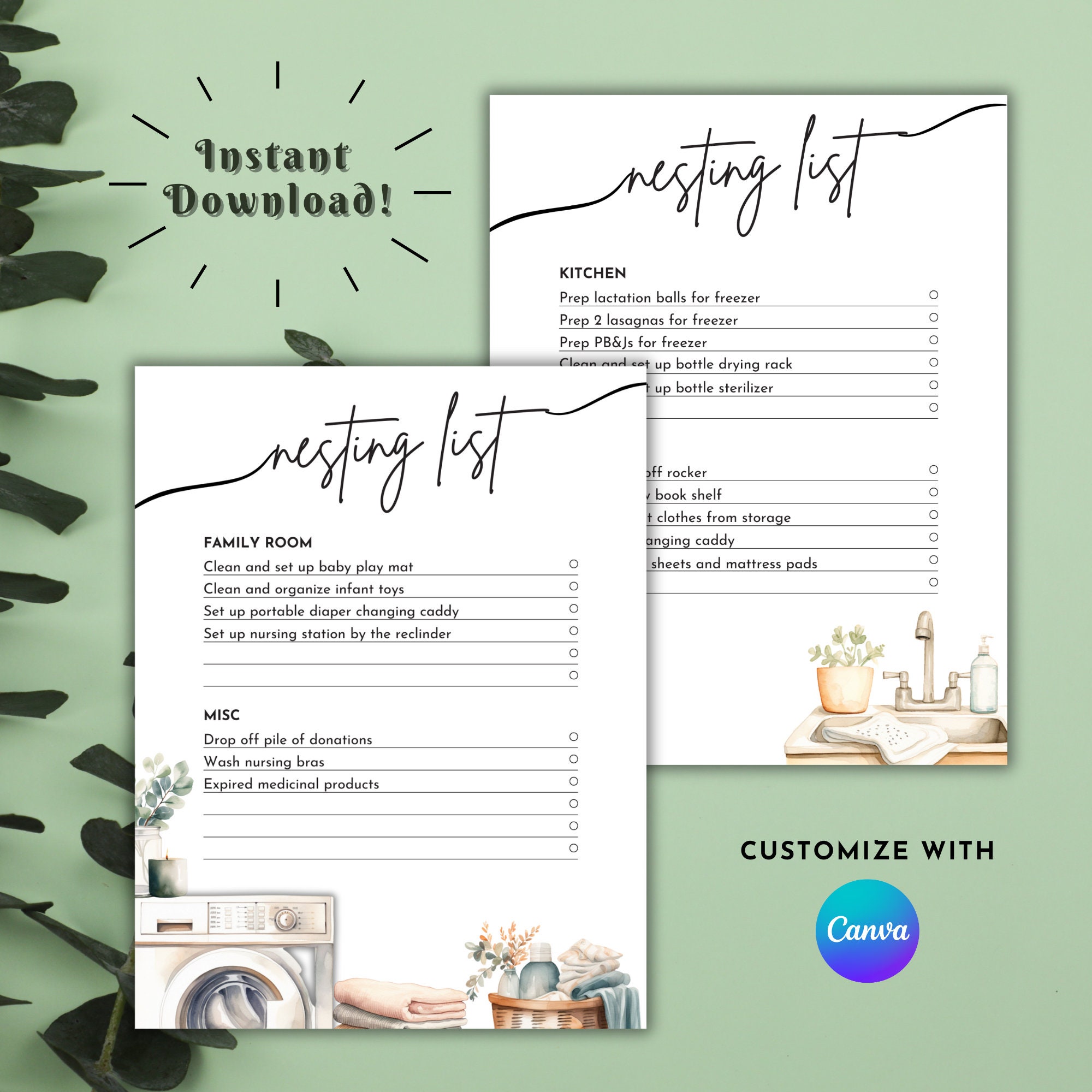 Nesting List, Party Hosting Plan, Instant Download, Nesting Checklist ...