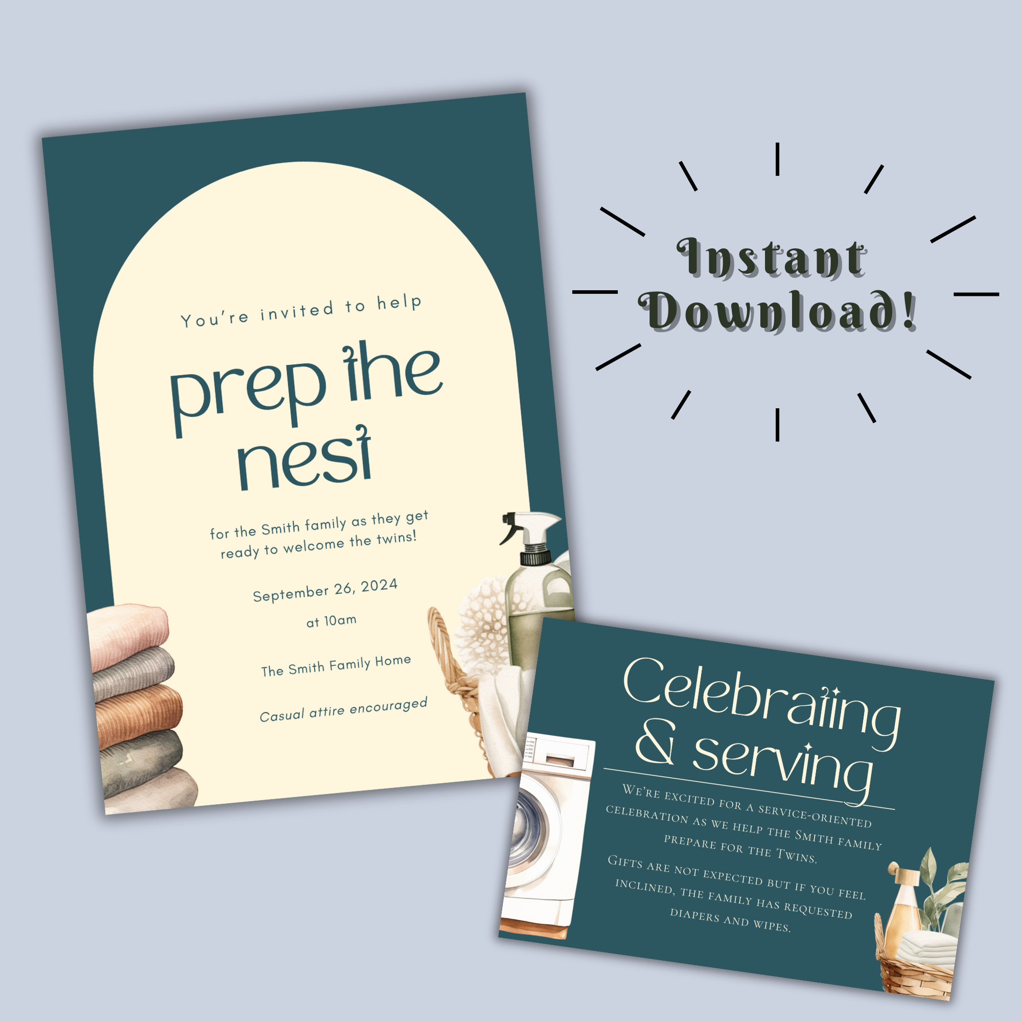 Nesting Party Invite, Editable Invitation, Customizable Invitation ...