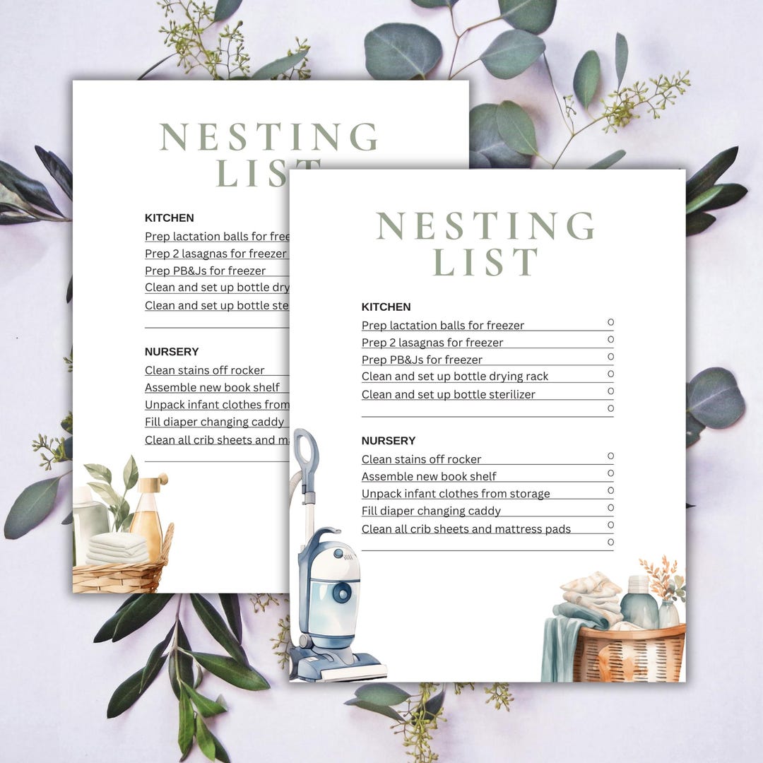 Nesting List, Party Hosting Plan, Instant Download, Nesting Checklist ...