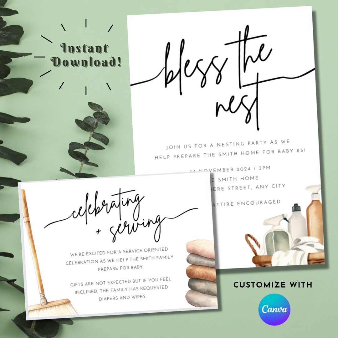 Nesting Party Invite, Editable Invitation, Customizable Invitation ...