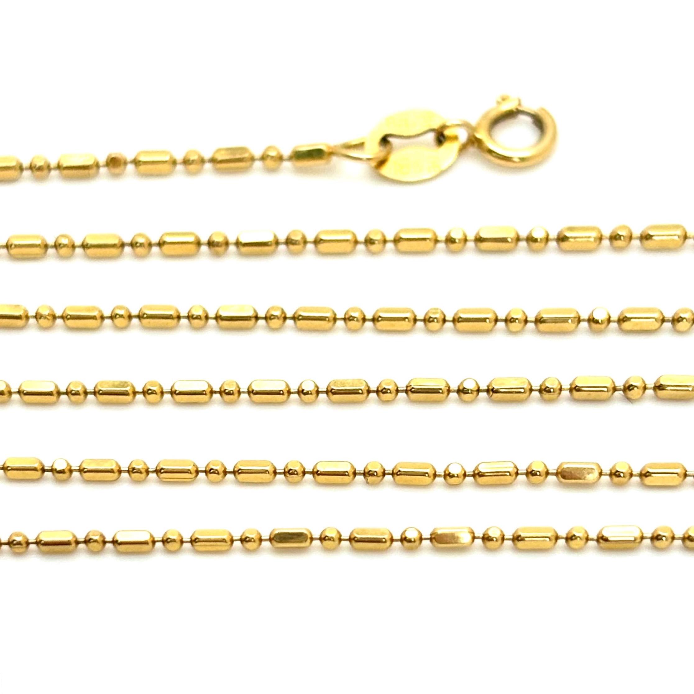 Vintage 18K Gold Bar Bead Chain Solid Yellow Gold Ball Necklace 16” - Etsy