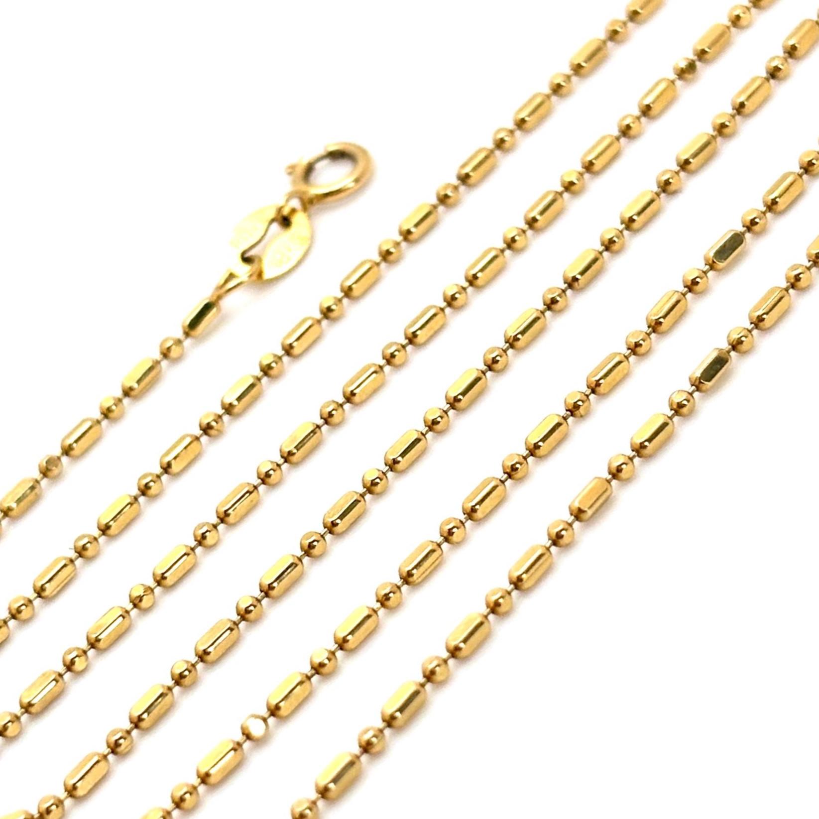 Vintage 18K Gold Bar Bead Chain Solid Yellow Gold Ball Necklace 16” - Etsy