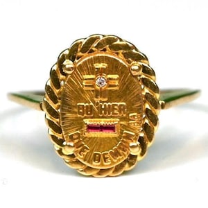 Vintage 18k Gold Augis Signet Ring plus Quhier, Moins Que Demain French ...