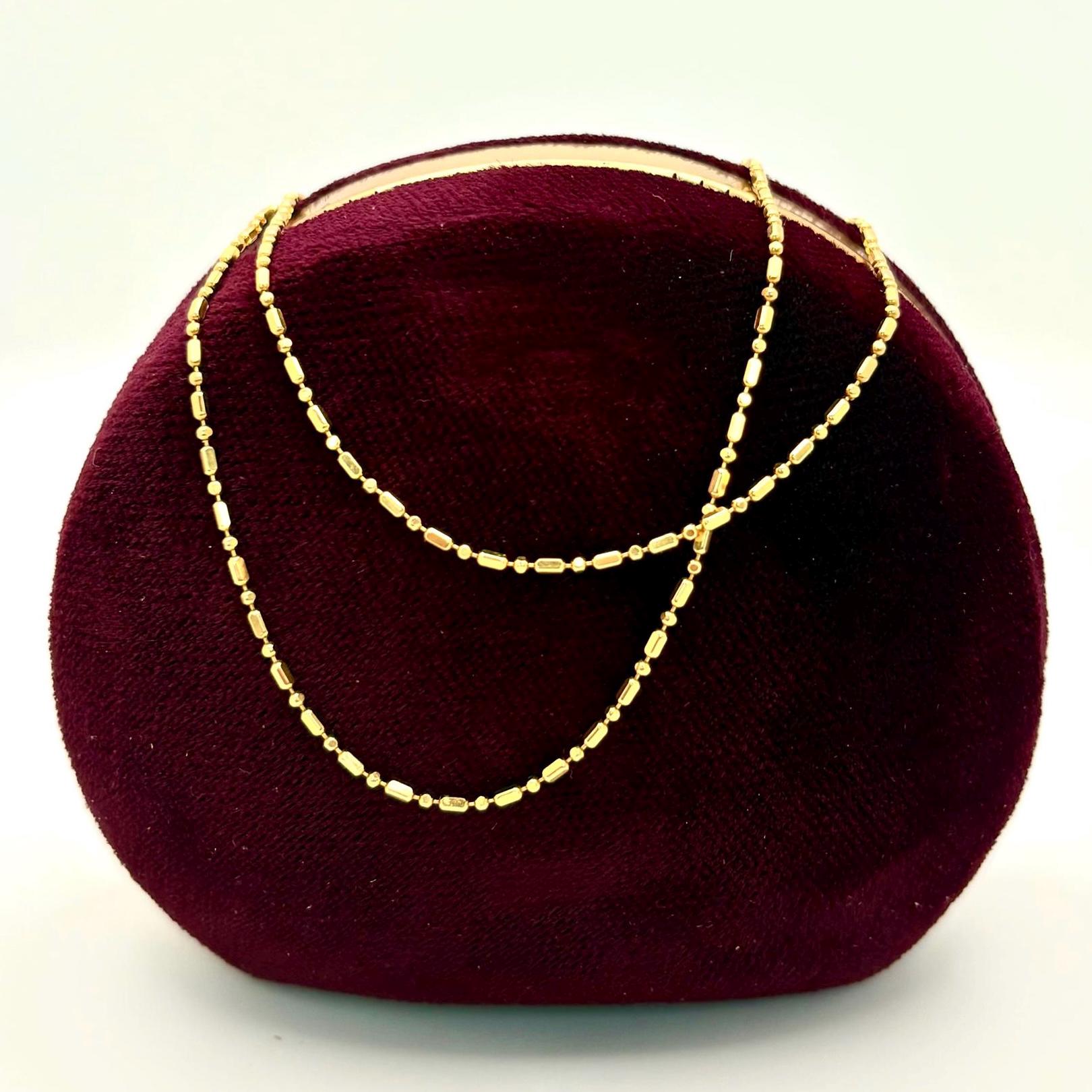 Vintage 18K Gold Bar Bead Chain Solid Yellow Gold Ball Necklace 16” - Etsy