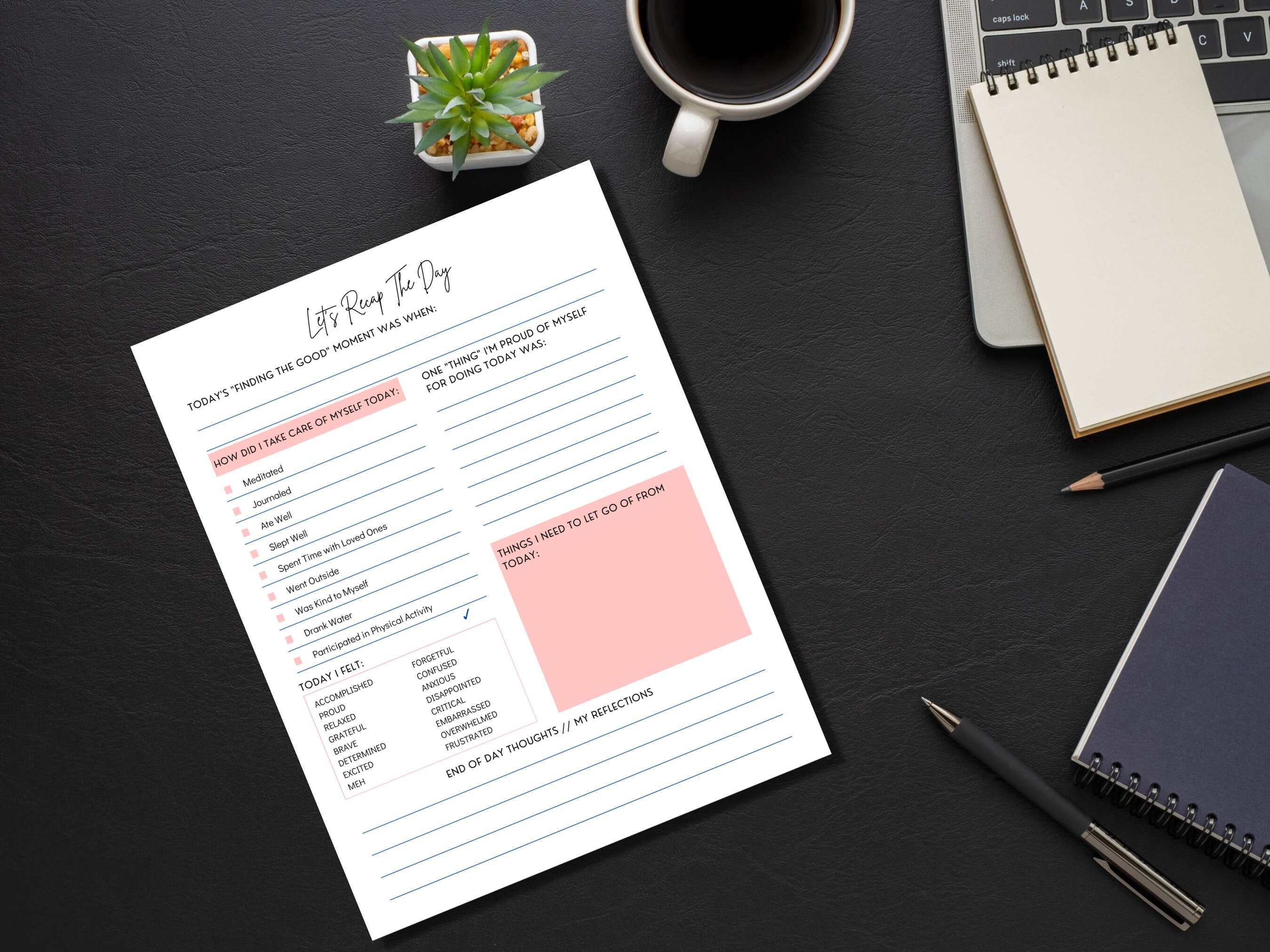Daily Mental Health Journal // Evening Reflection // Full Color ...