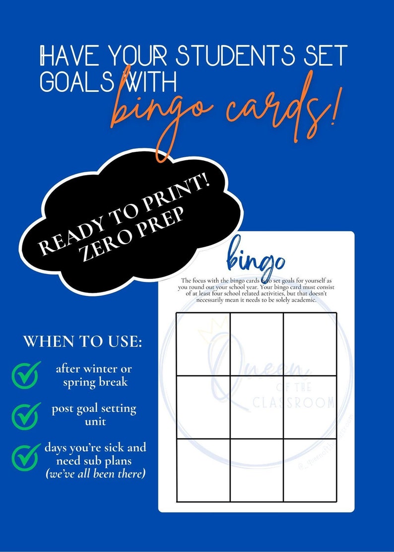 No Prep Student Bingo Cards (print and Go) - Etsy