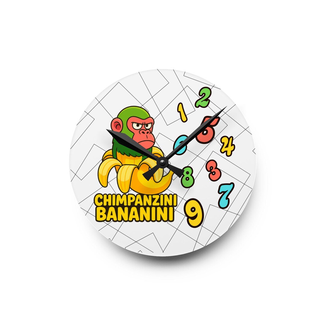 Clock - Chimpanzini Bananini! Playful Wood Character Acrylic Wall Clock ...