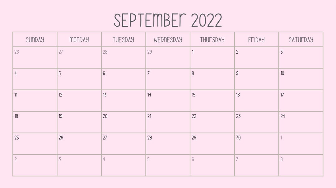 Minimalist September 2022-august 2023 Calendar- Download, Printable ...