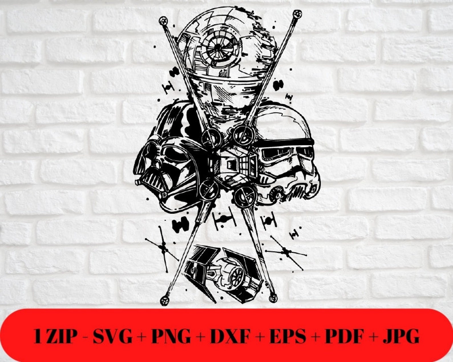 Star Wars Dark Side Drawing | Vader, Stormtrooper, Death Star (digital ...