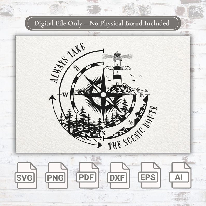 Rustic Scenic Route Compass SVG for Men Shirt & Cabin Wood Sign ...