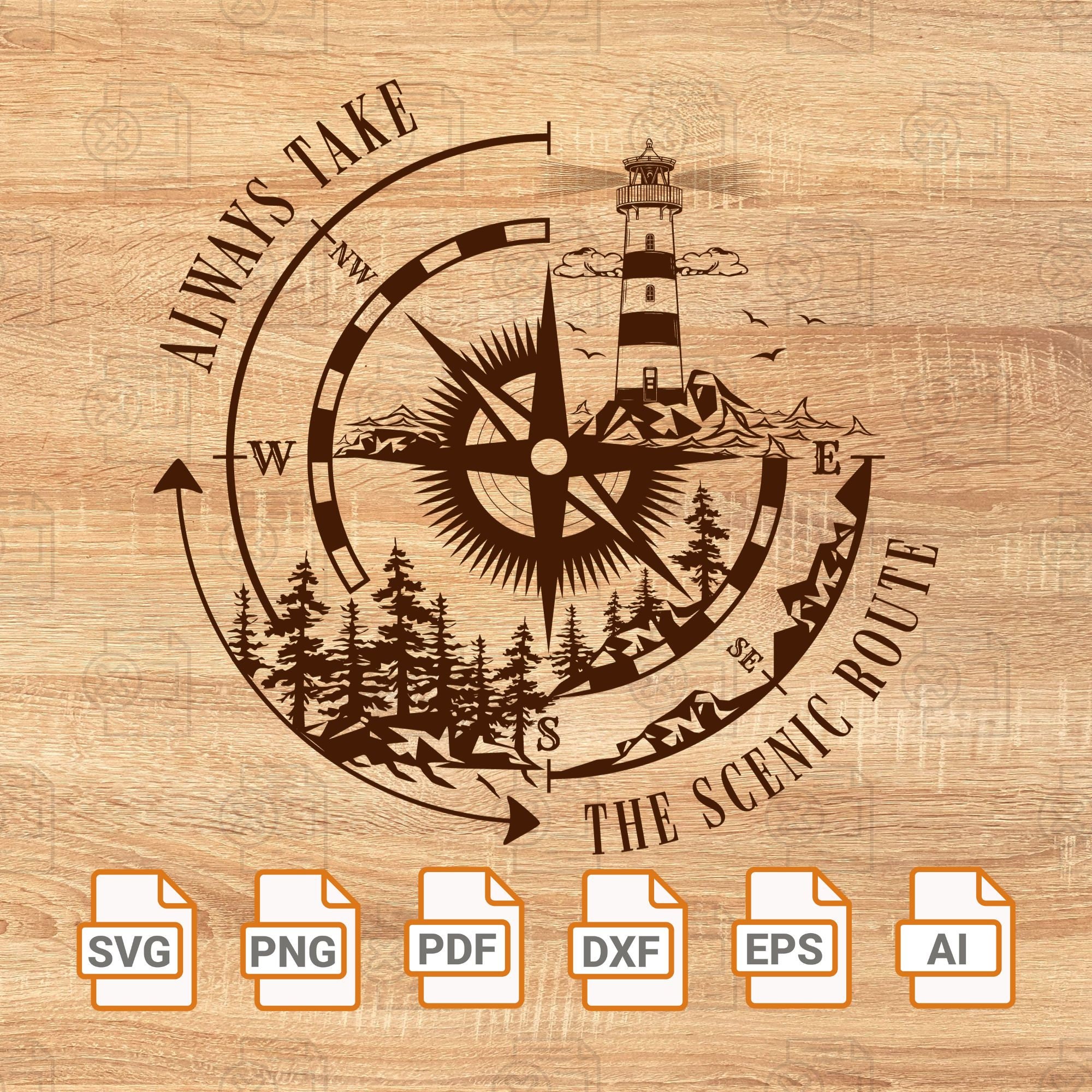 Always Take the Scenic Route Camping Travel Adventure Wild Compass ...