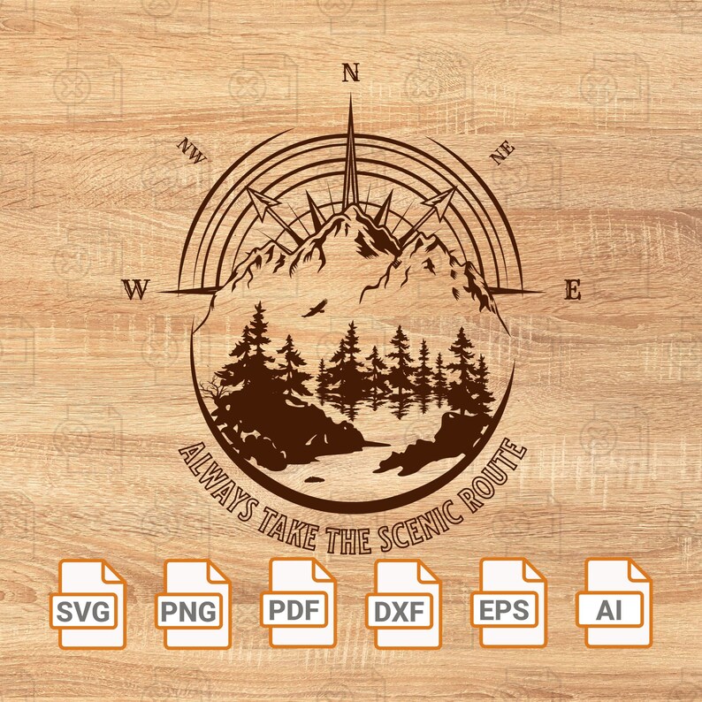 Mountain Compass SVG: Forest Landscape Cut File (digital Download) - Etsy