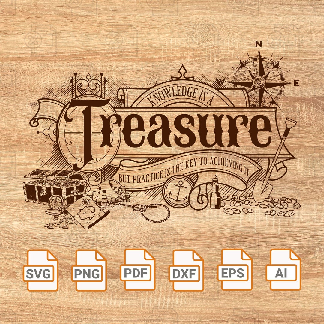 Knowledge is Treasure SVG: Compass, Outdoor Clipart (digital Files) - Etsy