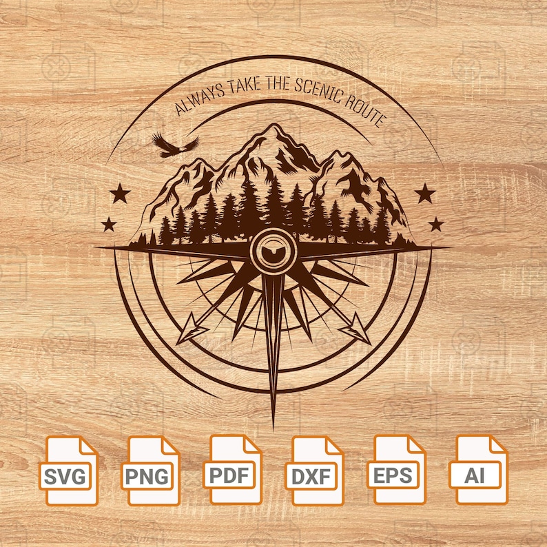 Always Choose a Scenic Route Camping Travel Adventure Wild Compass ...