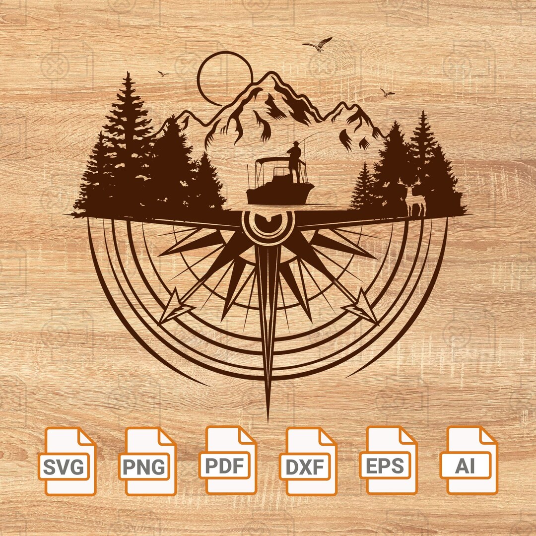 Fisherman Catching Fish SVG | Funny Fishing Svg | Compass Svg | Fishing ...