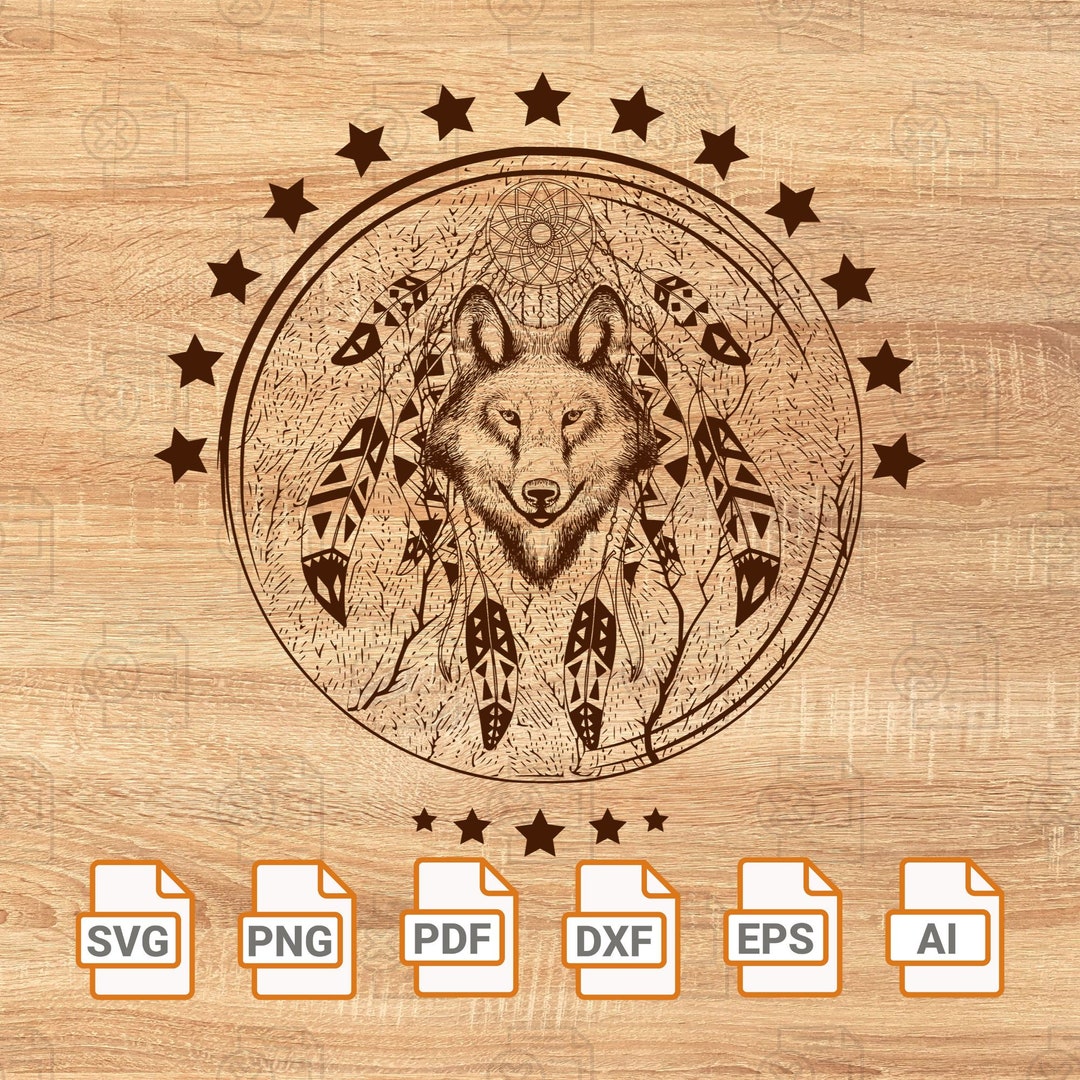 Loup SVG Loup capteur de rêves svg Nature svg Chasse svg Camping ...