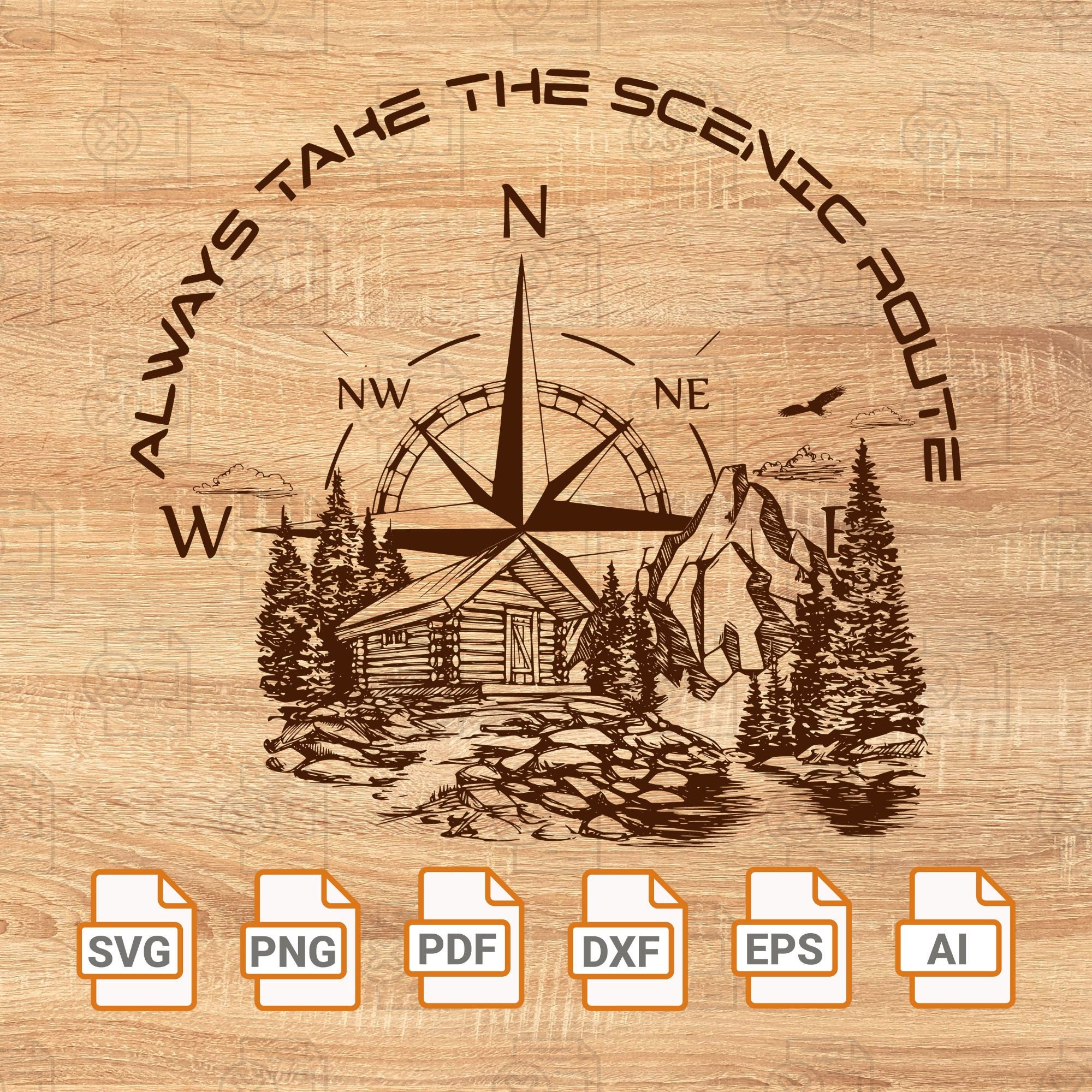 Cabin in the Woods SVG: Scenic Compass Design (digital Download) - Etsy