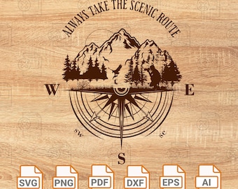Always Take the Scenic Route Camping Travel Adventure Wild Compass SVG ...