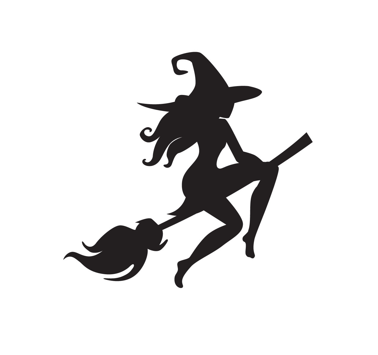 Halloween Witch Decal for Window, Car or Wall, Witch Riding a Broom ...