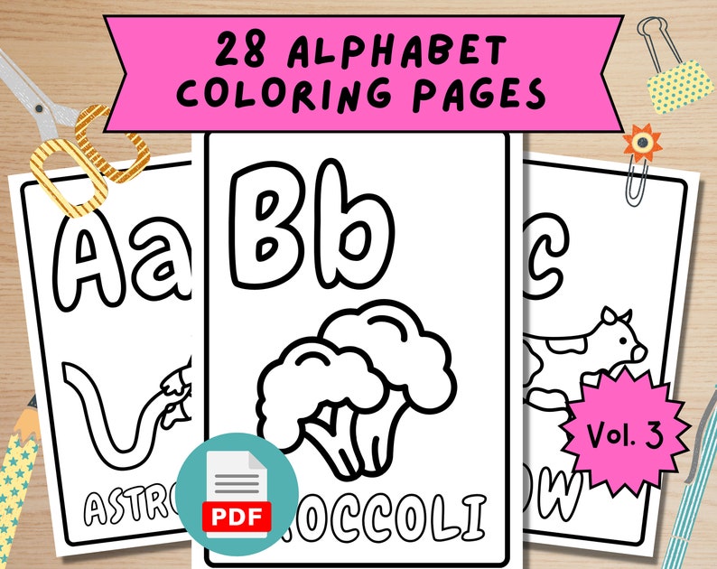 28 Color the Alphabet Vol.2 Pages Digital Download for Kids - Etsy